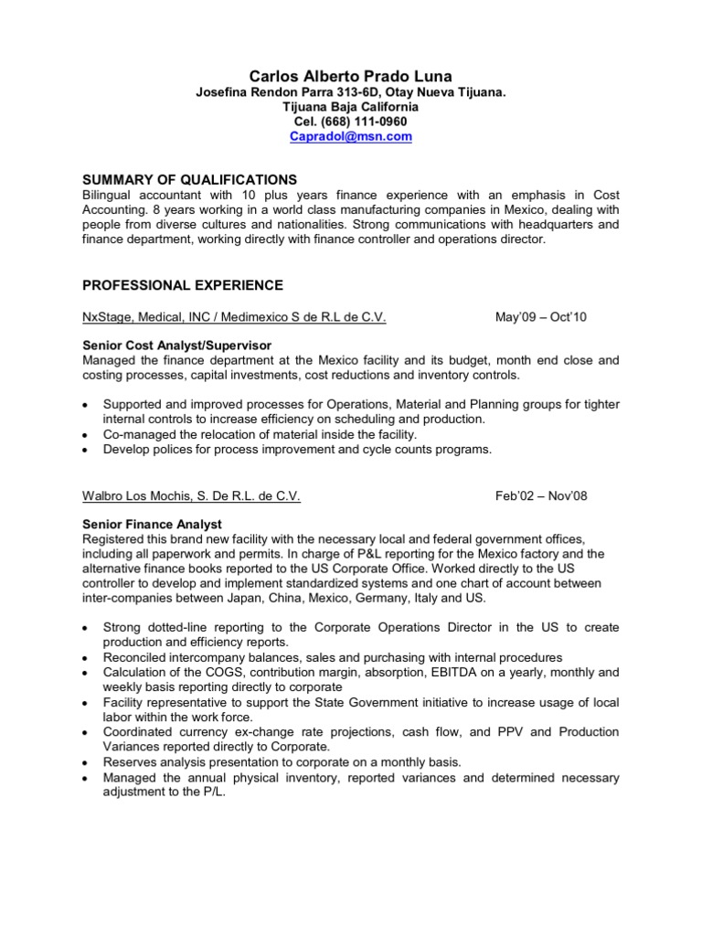 Carlos Prado Resume | PDF