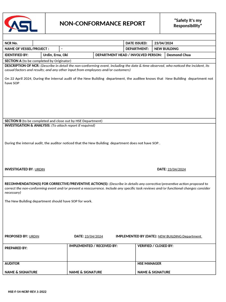 NCR New Building & Engineering | PDF | Audit | Internal Audit
