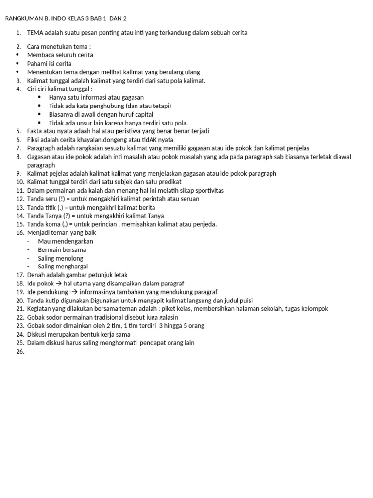 Kelas 3 Bindo Bab 1,2 | PDF