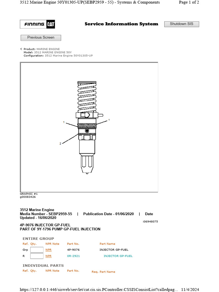 Shutdown SIS: Marine Engine 3512 Marine Engine 50Y 3512 Marine Engine ...