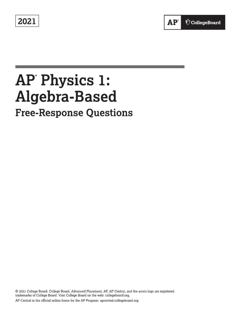 AP Physics 1 - Algebra-Based 2021 Free-Response Questions | PDF