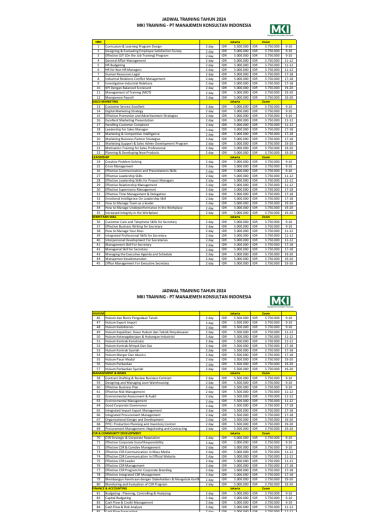 Jadwal Training September | PDF | Corporate Social Responsibility ...