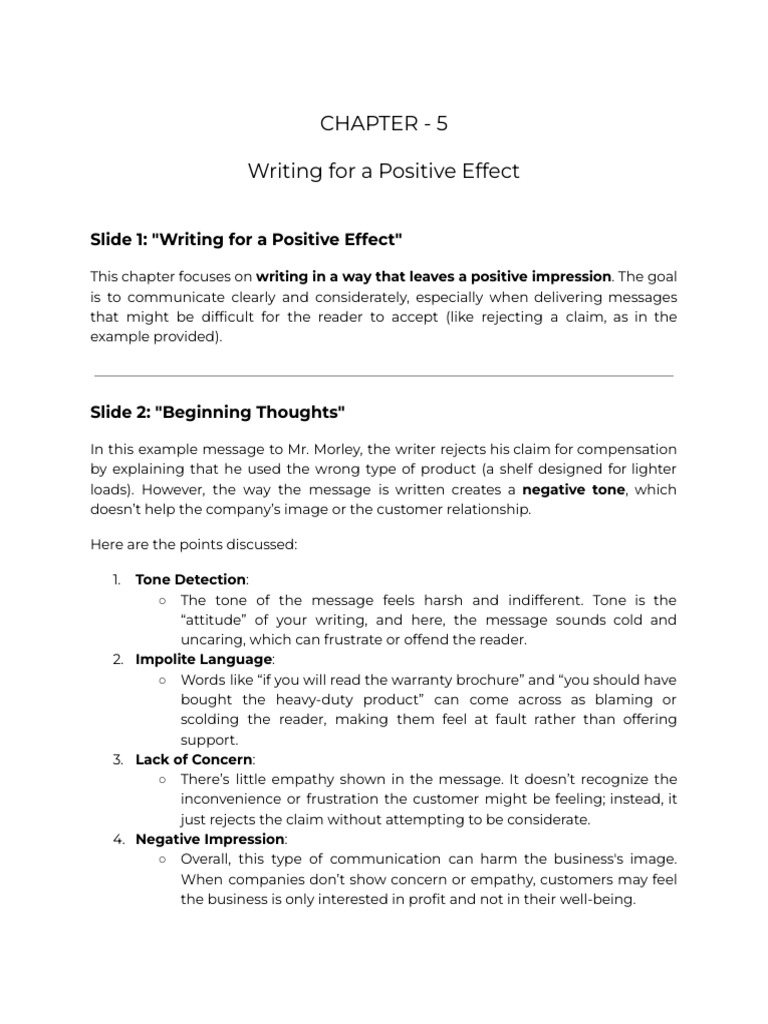 CHAPTER - 5 Writing For A Positive Effect | PDF | Career & Growth