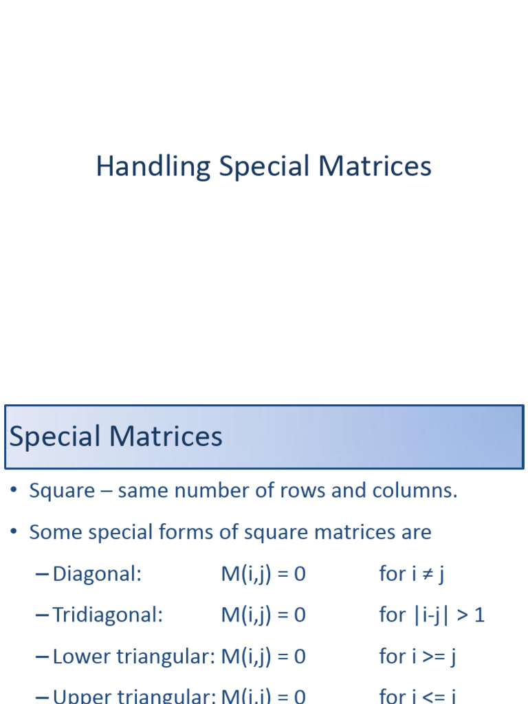 Special Matrices | PDF | Matrix (Mathematics) | Mathematical Objects