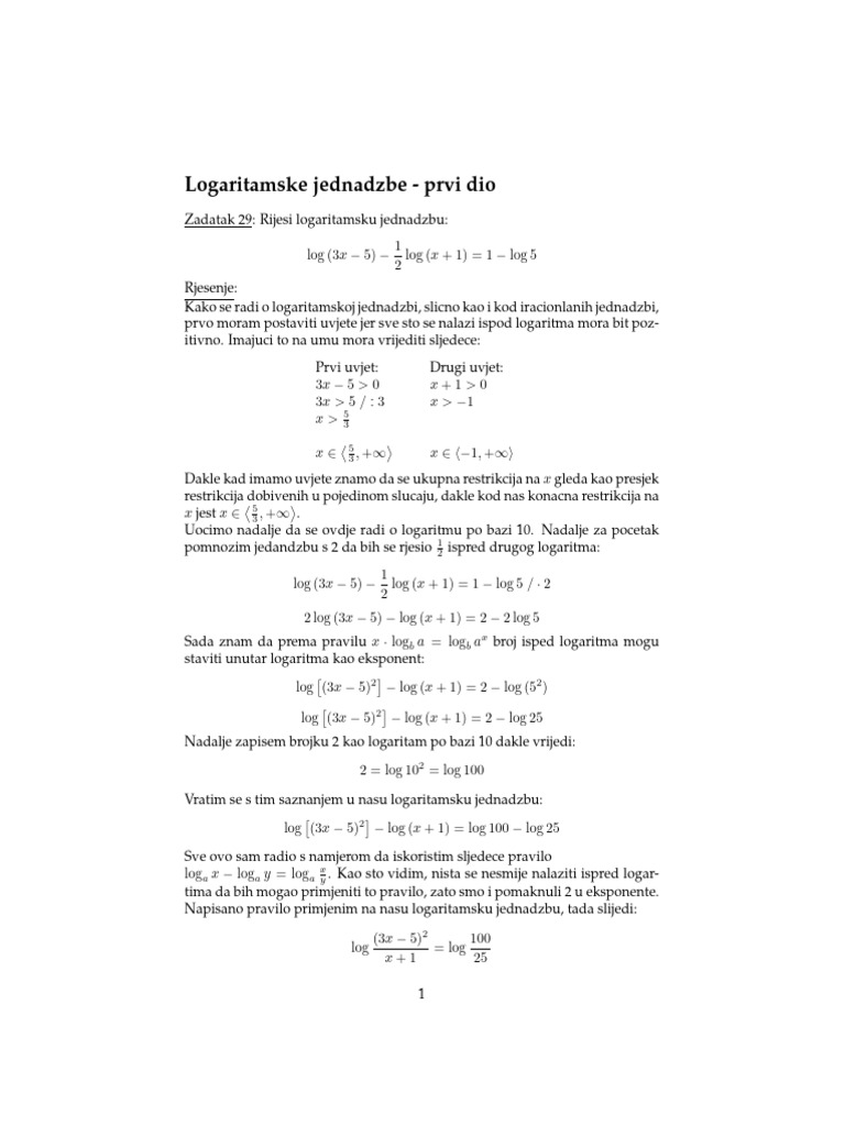 Logaritamske Jednadzbe | PDF