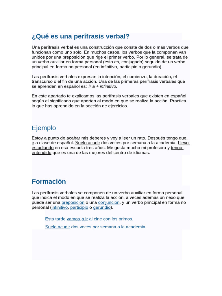 Perifrasis Verbal | PDF | Verbo | Mecánica del lenguaje