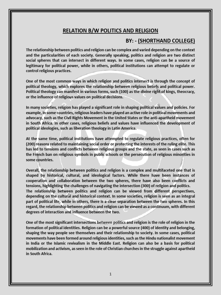 Relation Between Religion and Politics | PDF | Identity (Social Science ...