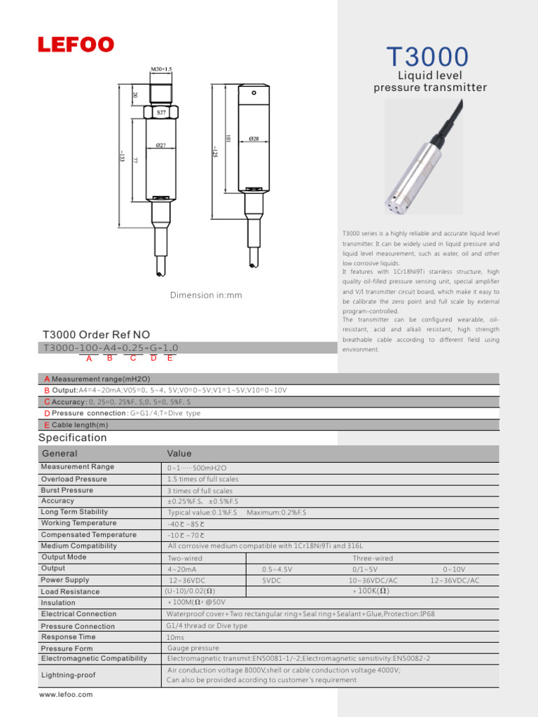 t3000 Level Transmitter | PDF