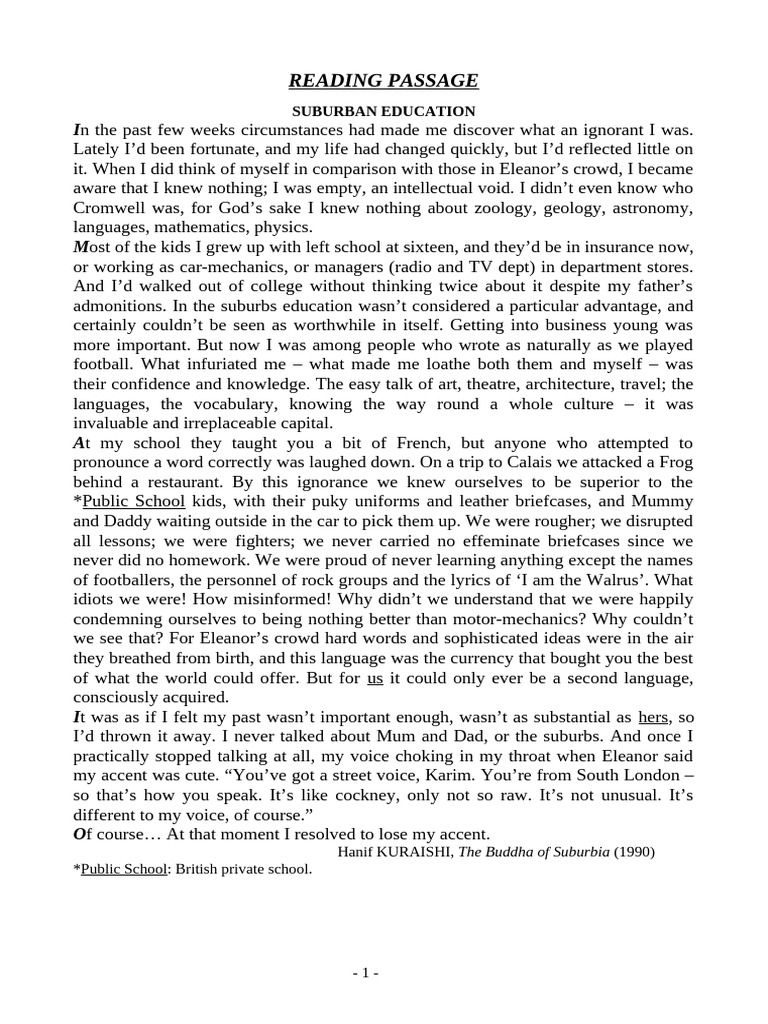 Education Reading Comprehension Exercises - 22690 | PDF