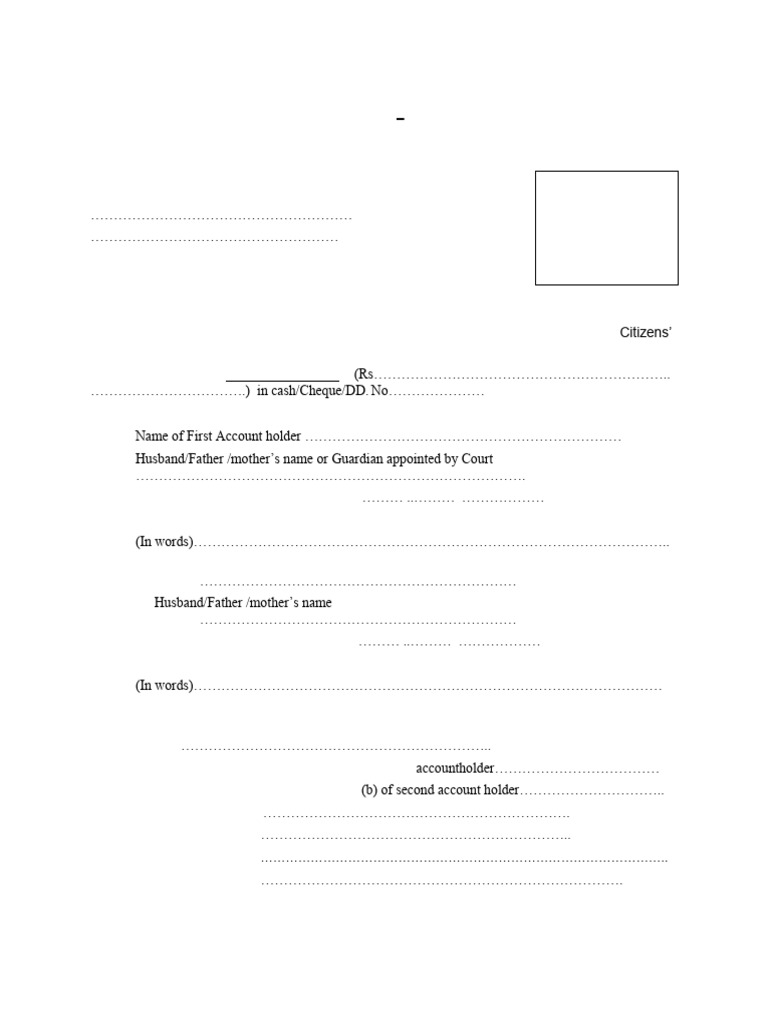 Senior Citizens' Savings Scheme Application | PDF | Identity Document ...