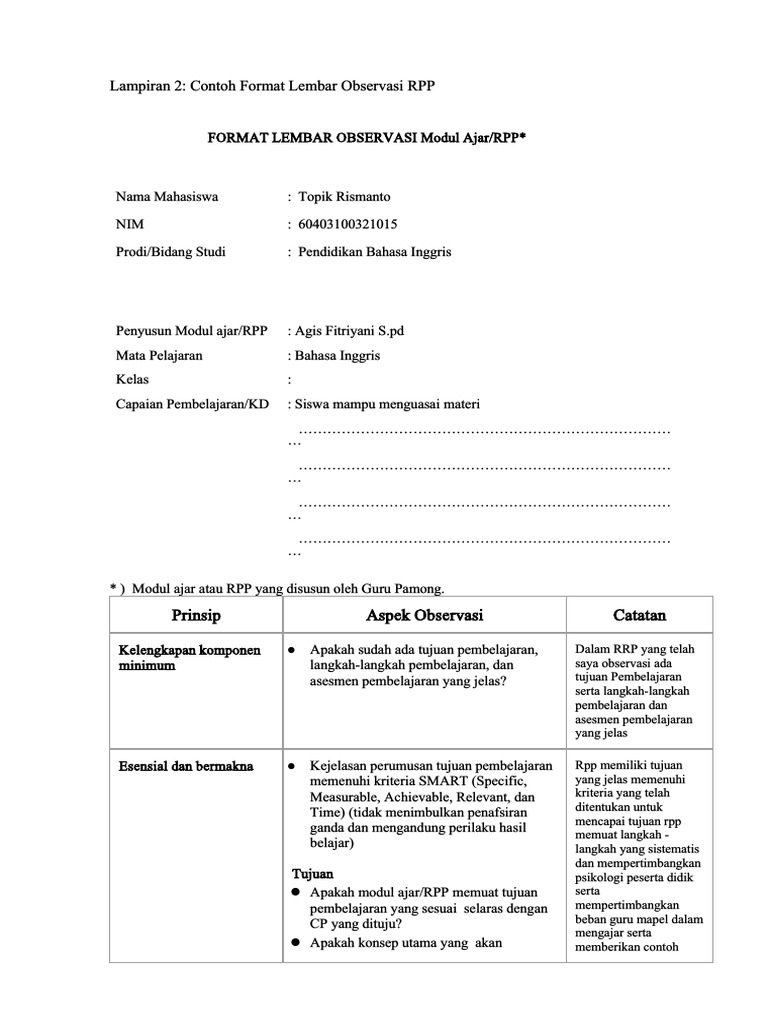 Observasi RPP | PDF