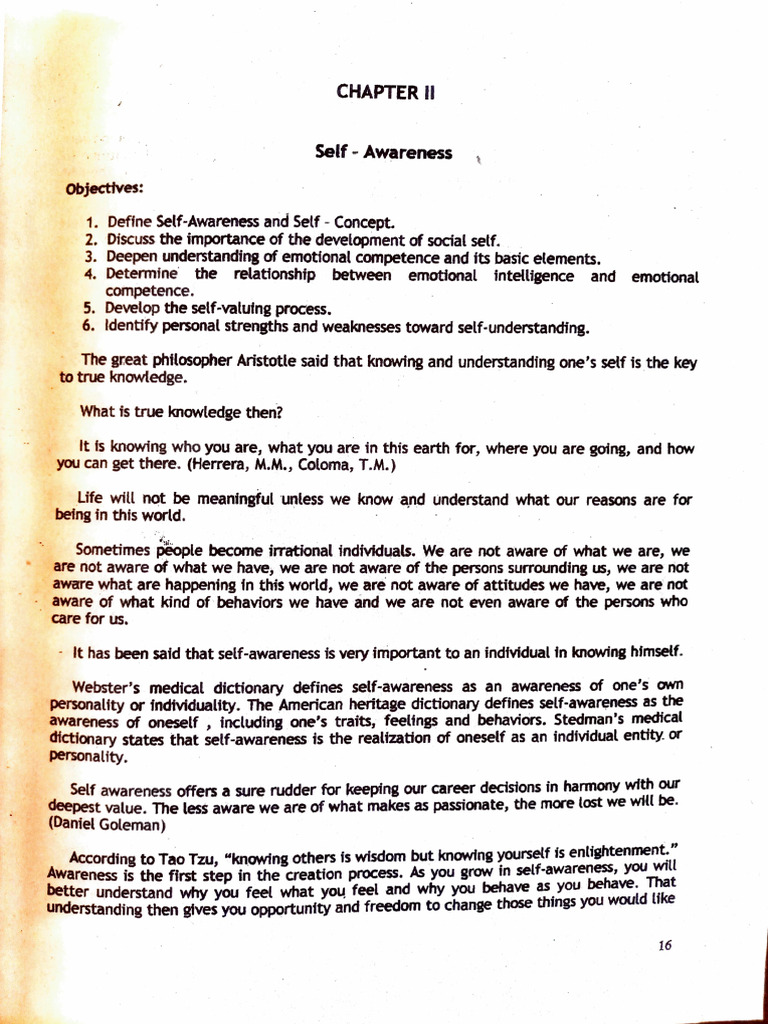 Chapter 2 Self Awareness | PDF | Self Awareness | Emotional Intelligence