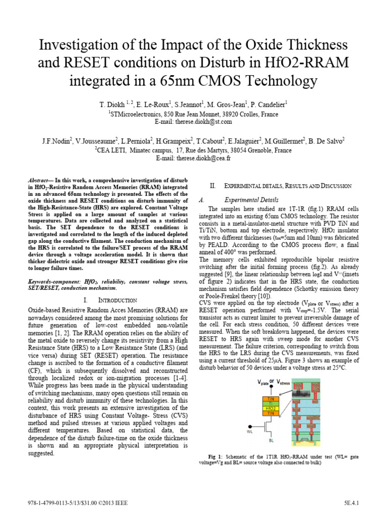 Investigation of The Impact of The Oxide Thickness and RESET Conditions ...