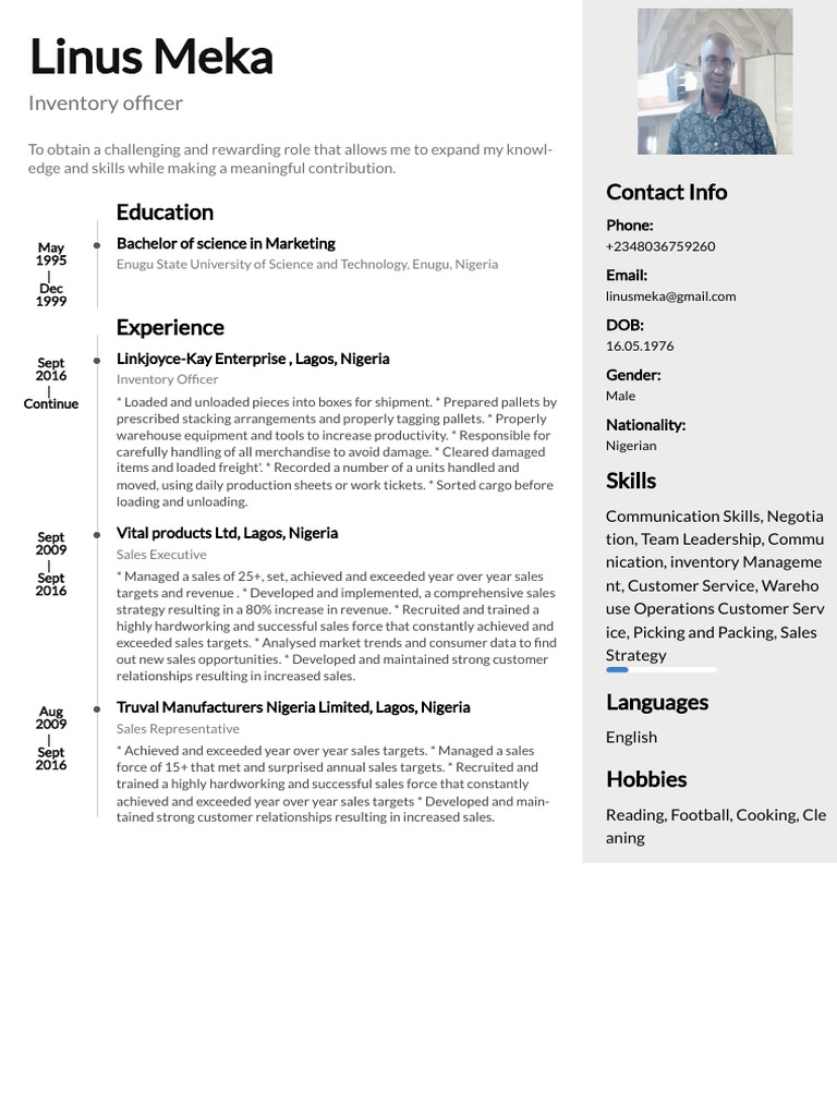 Linus Resume 313 | PDF | Cargo | Business