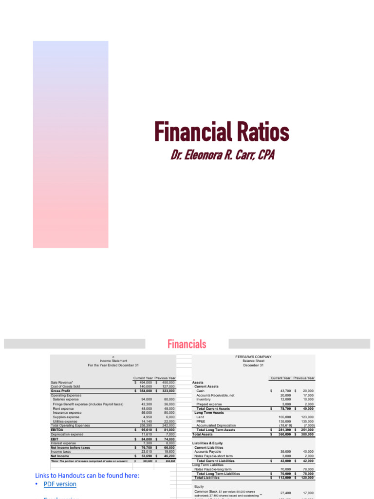 Financial Ratios Slide Deck | PDF | Equity (Finance) | Expense