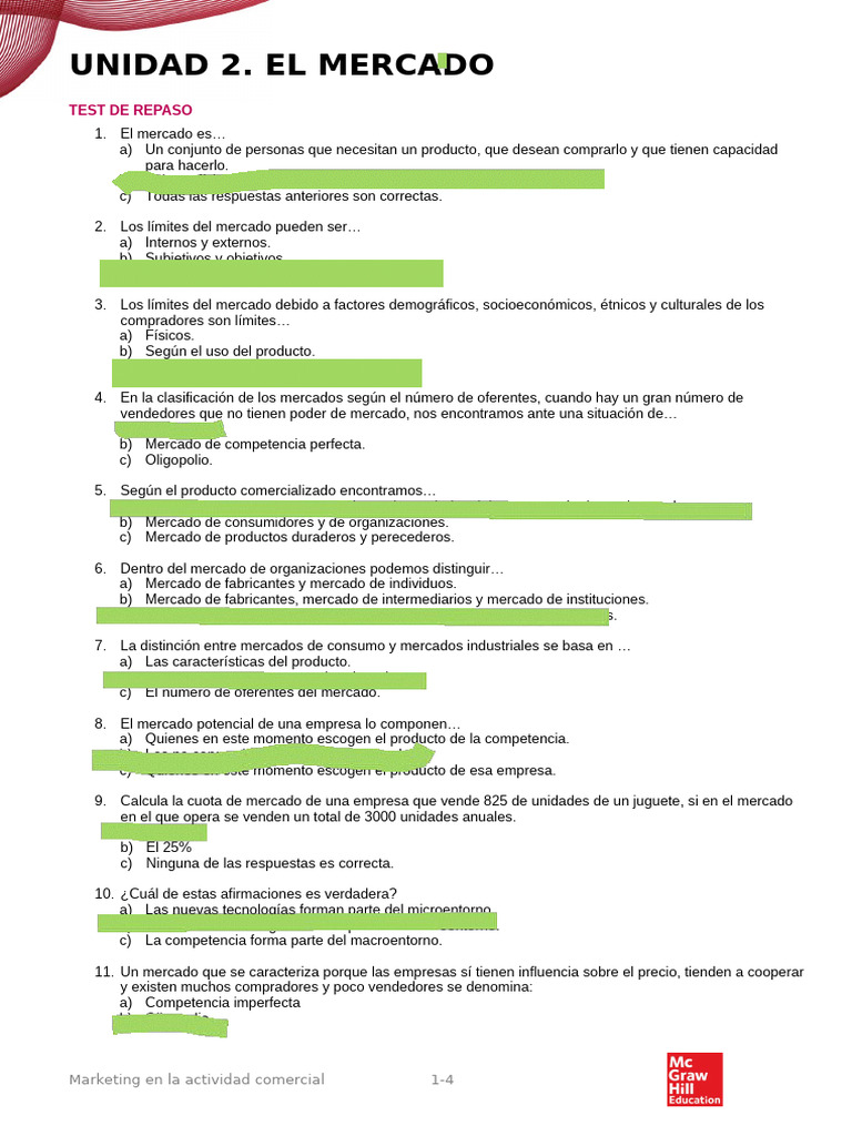 MKT - Actividades - TEMA 2 Hechas | PDF | Mercado (economía) | Monopolio
