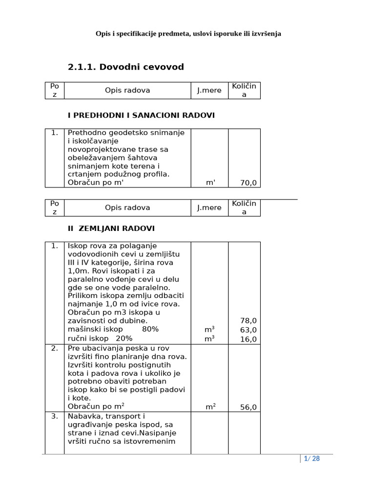 Opis I Specifikacije Predmeta, Uslovi Isporuke Ili Izvršenja | PDF