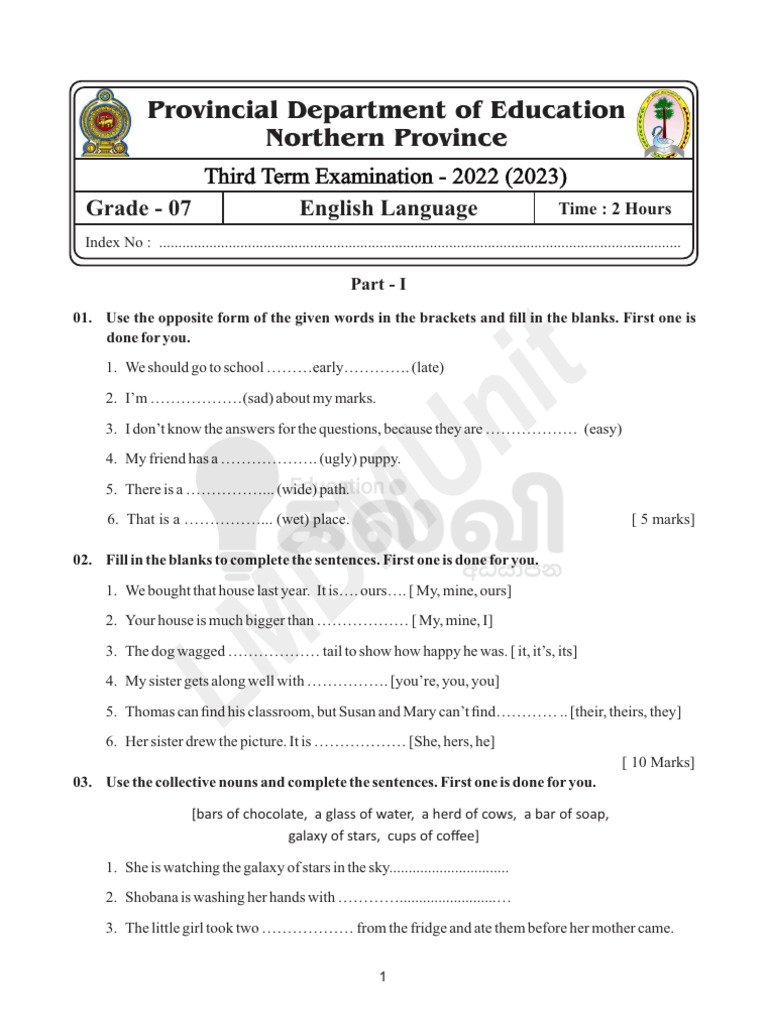 Gr7 Ta English 2022 Term 3 | PDF
