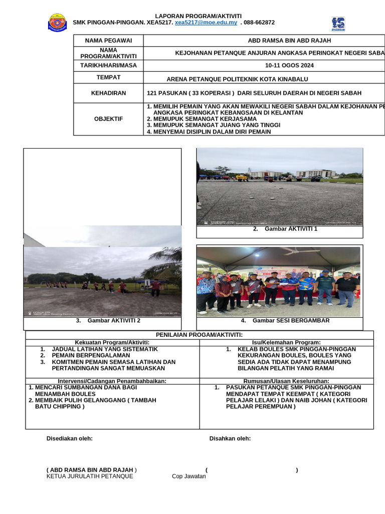 Borang Opr One Page Report | PDF