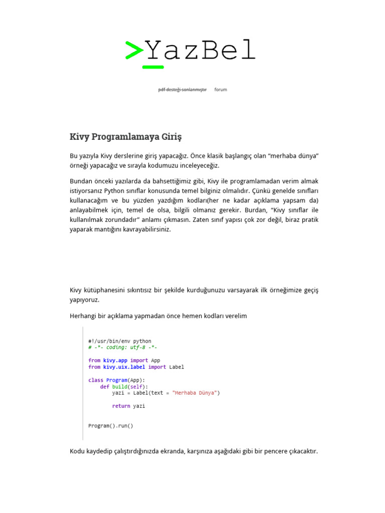 03.03 Kivy Programlamaya Giriş - Python 3 Için Türkçe Kılavuz | PDF