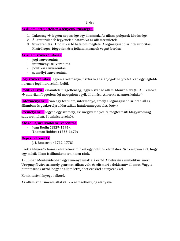 Államtudományi 2-3. Óra | PDF