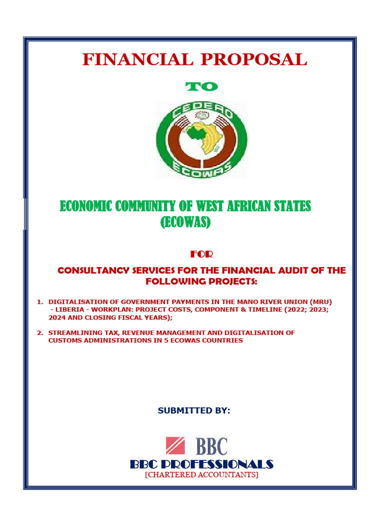 Ecowas 2 Projects Proposal - Financial Proposal | PDF | Taxes | Payments