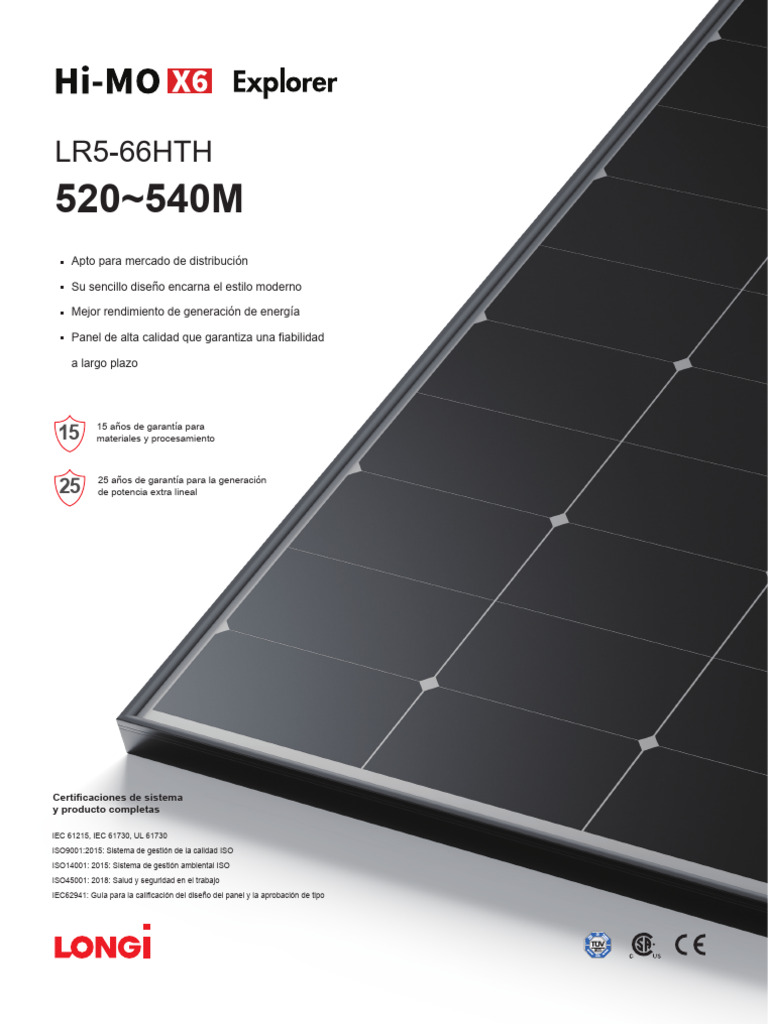 Ficha Técnica LONGI 535W 132 CELULAS | PDF