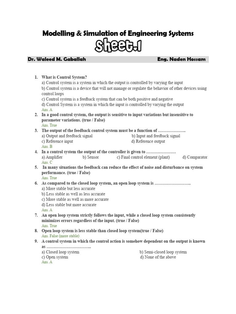 Modeling &simulation Sheet1 | PDF | Feedback | Electrical Engineering