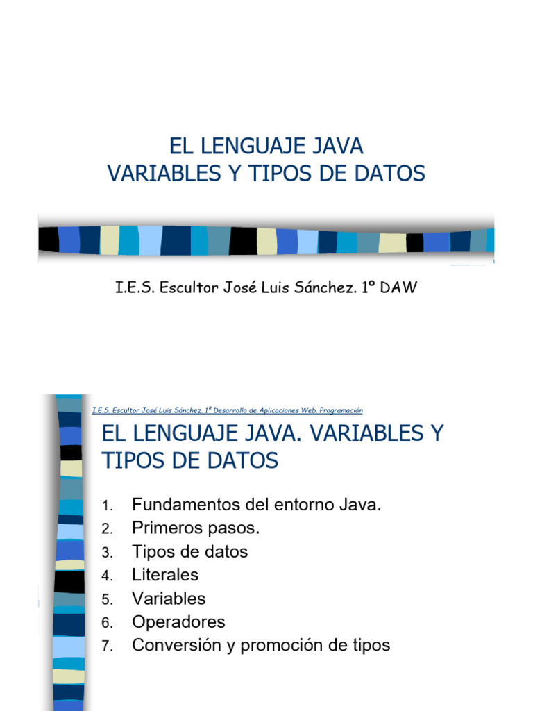 UT2 Java Variables TiposDatos Completo | PDF | Java (lenguaje de programación) | Tipo de datos