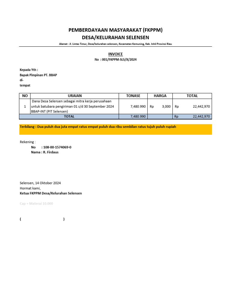 INV 01 FKPPM PIT Selensen SEPT 2024 Ok | PDF