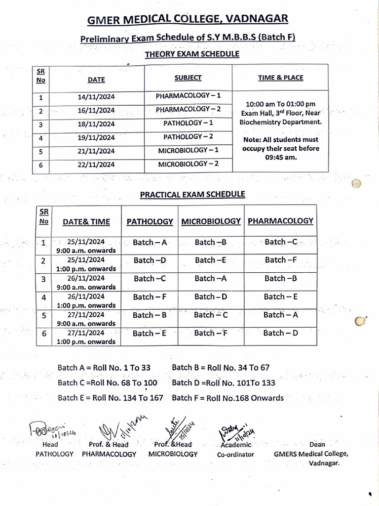 Preliminary Examination Schedule | PDF