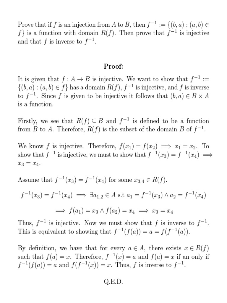 Inverse Function Injectivity Proof | PDF