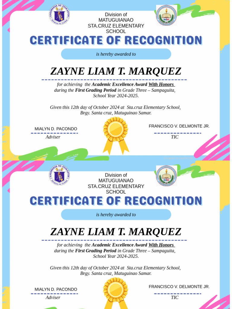 Academic Excellence Award 2024-2025 | PDF