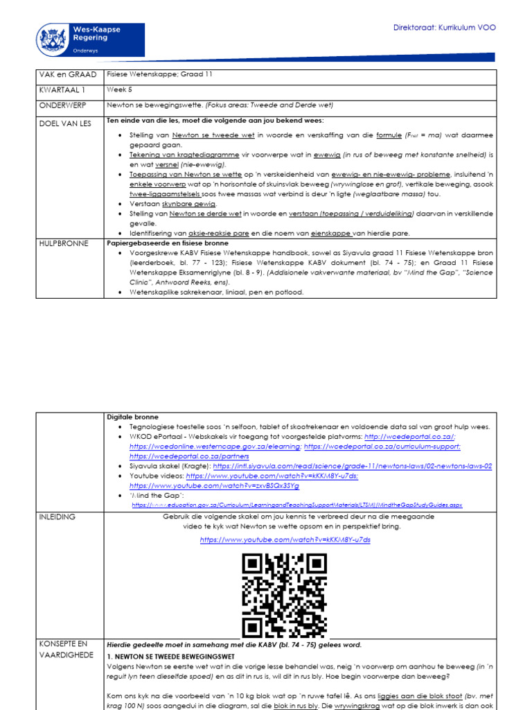 Fisiese Wetenskappe Graad 11 Kwartaal 1 Week 5 - 2021 | PDF