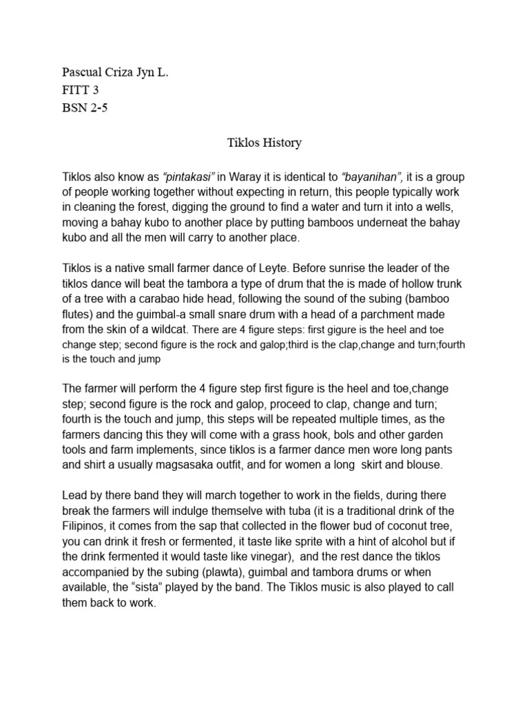 Tiklos Dance: Leyte's Farmer Tradition | PDF