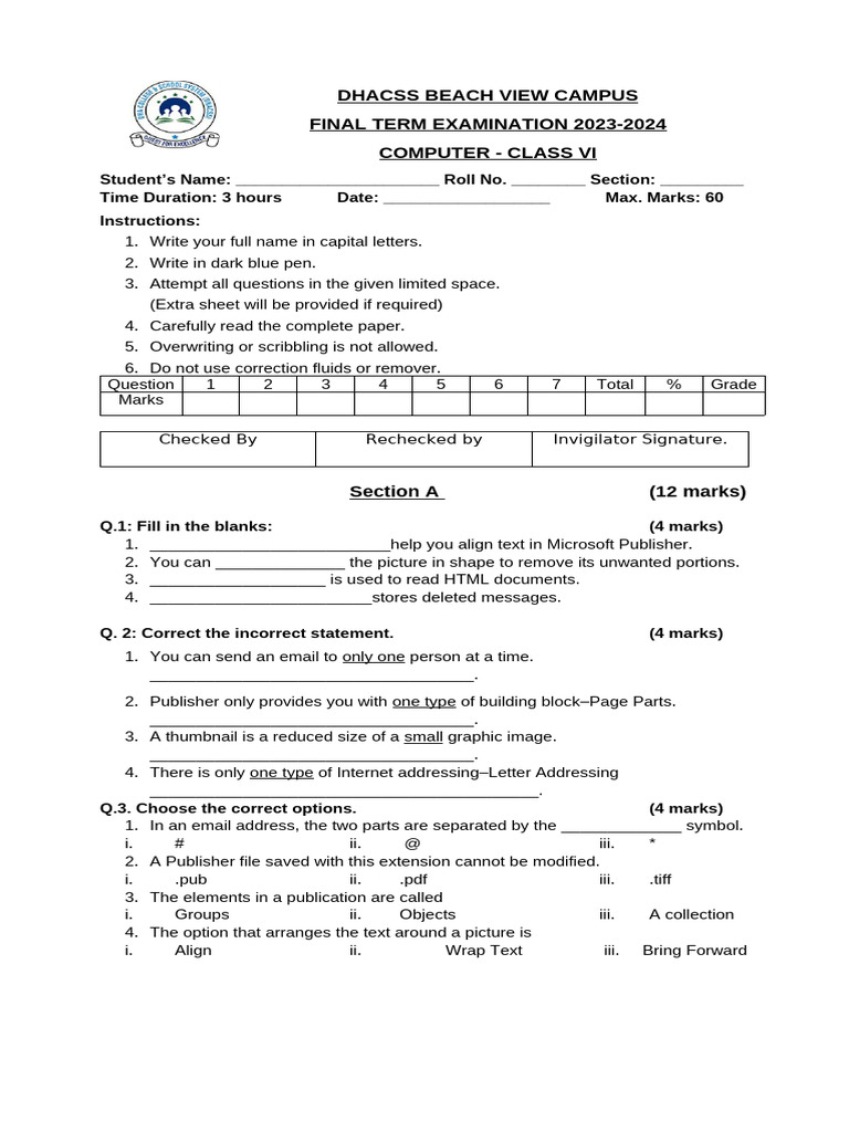 Centralised Computer Paper Class 6 | PDF | Computing | Software