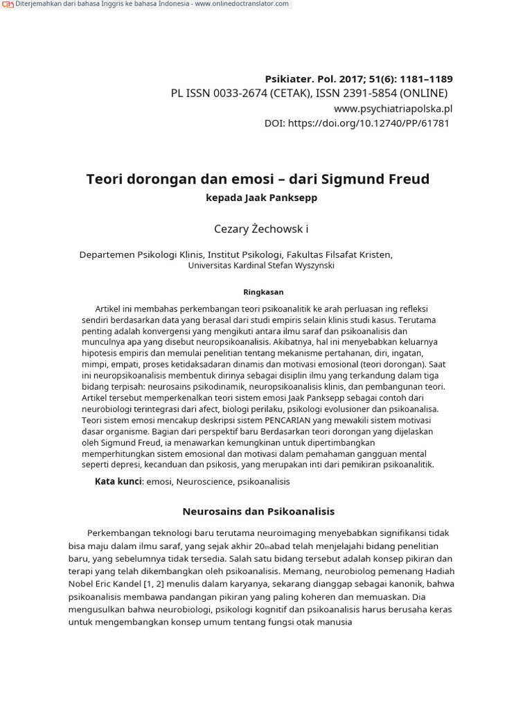 Theory of Drives and Emotions From Sigmu - En.id | PDF