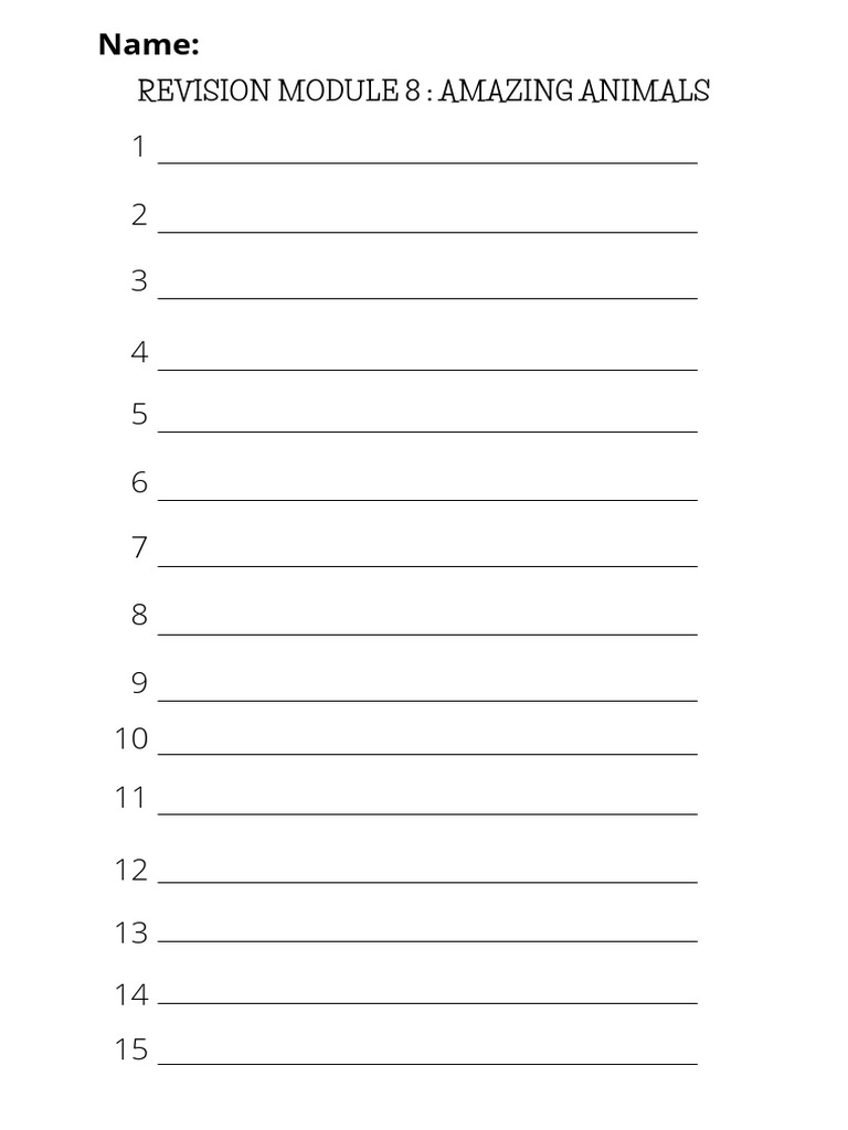 Revision Module 8 Amazing Animals | PDF