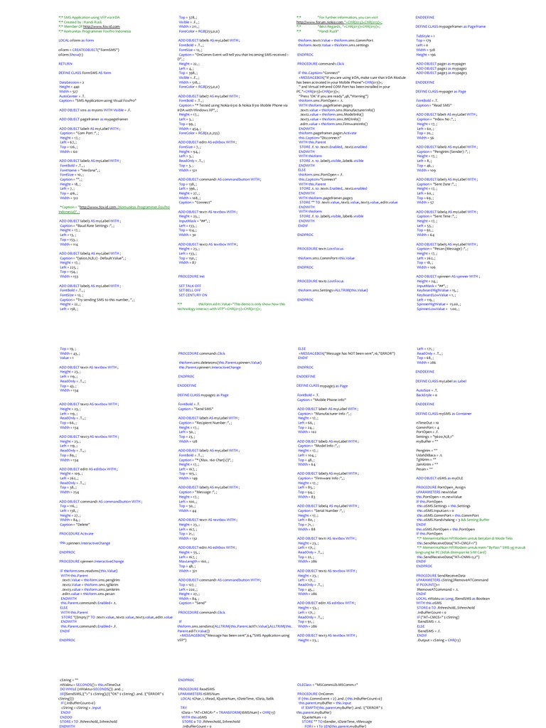 SMS Application Using VFP Via IrDA | PDF | Telecommunications | Software