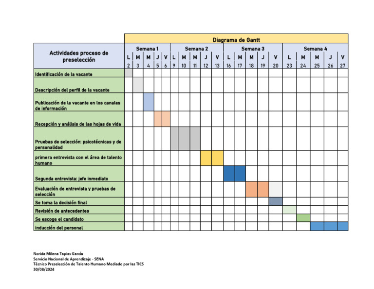 Plan de Actividades Proceso de Preselección | PDF