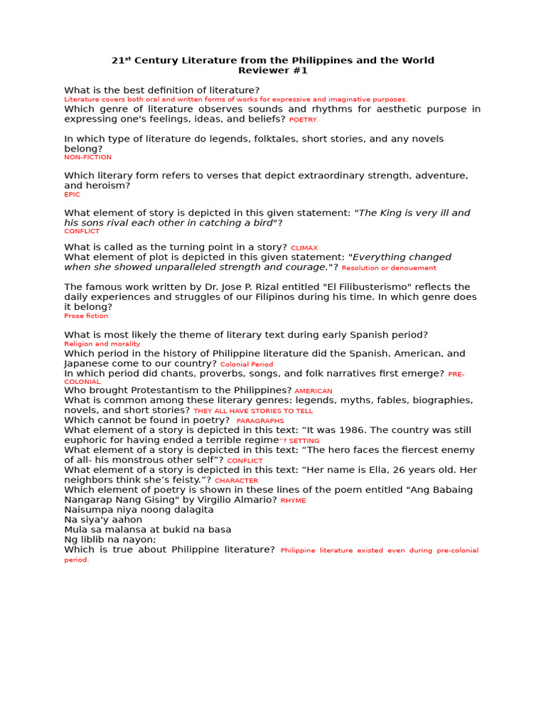21st Century Literature REVIEWER 1 | PDF | Social Science 21st Century Literature REVIEWER 1 | PDF | Social Science
