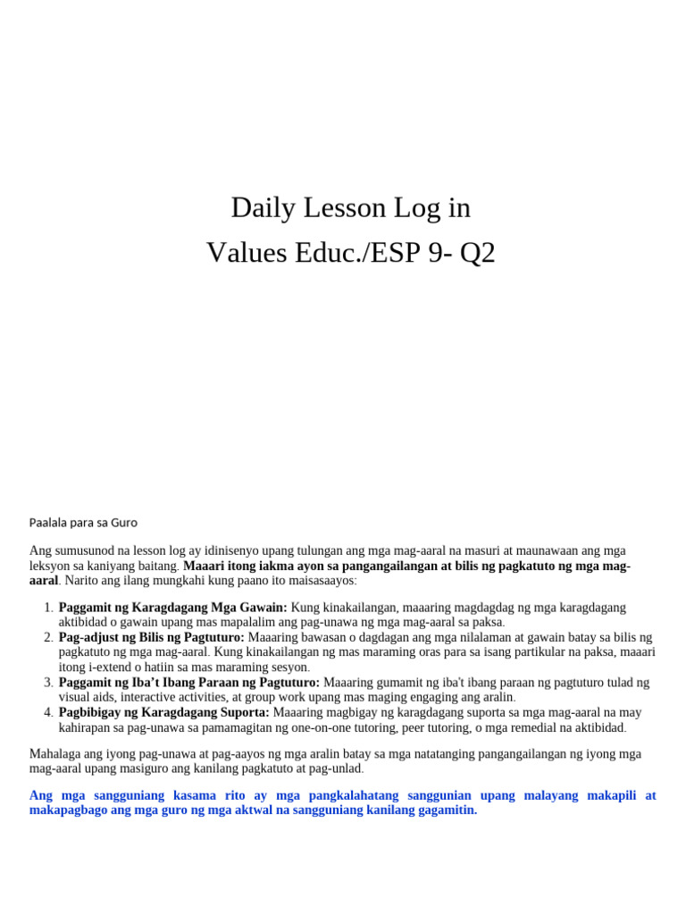Dll-Values Ed Esp9-Q2 | PDF