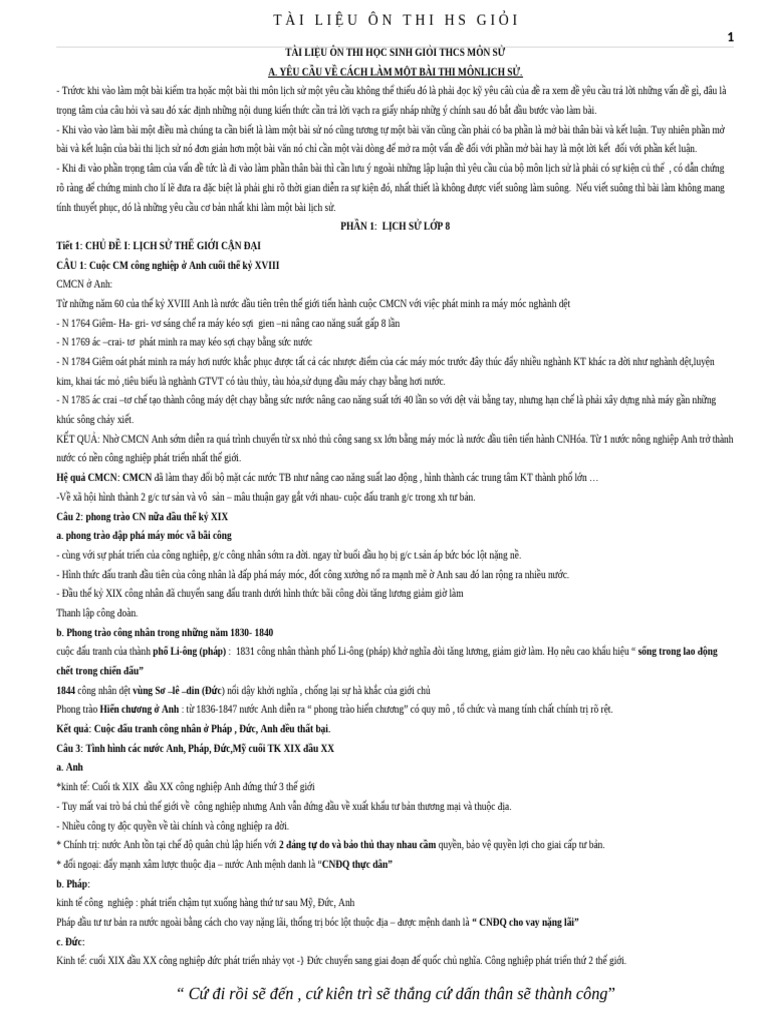 Tl Học Sinh Giỏi Sử l8 9 | PDF