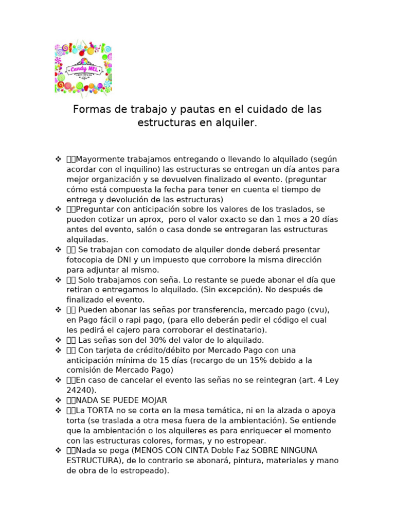 Alquiler Formas de Trabajo y Pautas en El Cuidado de Las Estructuras ...
