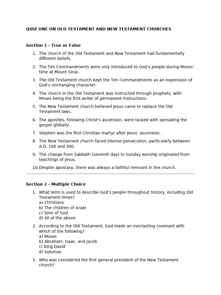 Bible Quiz: Old & New Testament | PDF