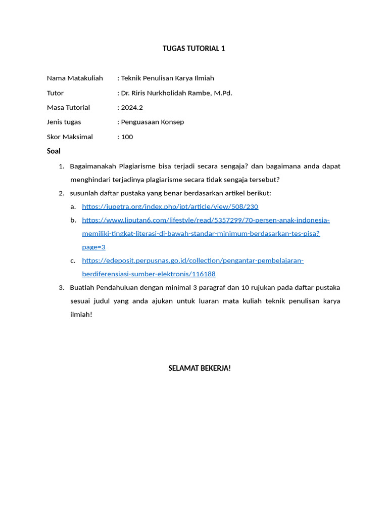 Soal TT2 - Teknik Penulisan Karya Tulis Ilmiah | PDF | Karier & Perkembangan | Komputer