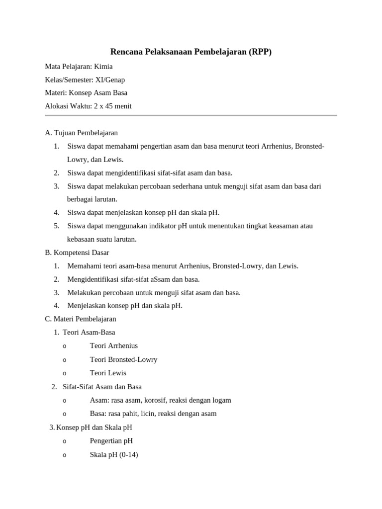 RPP Konsep Asam Dan Basa | PDF