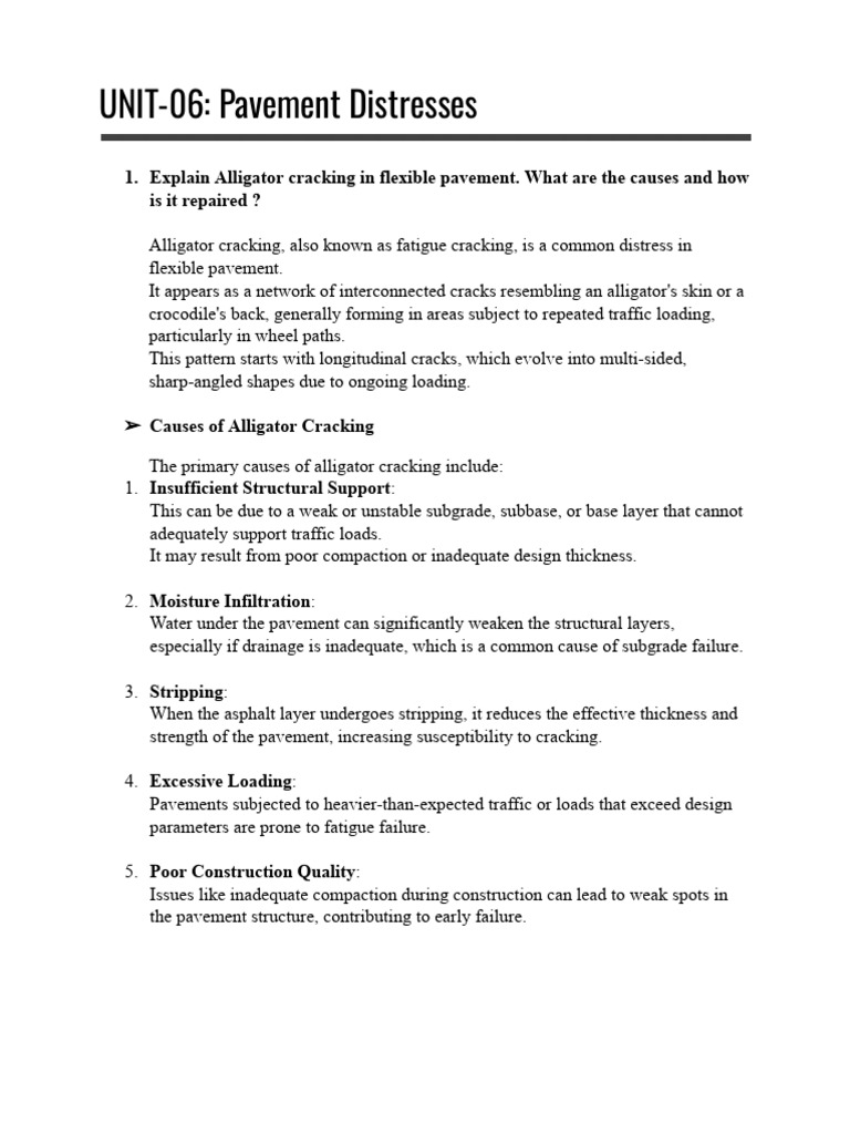 UNIT-06 - Pavement Distresses | PDF | Road Surface | Materials