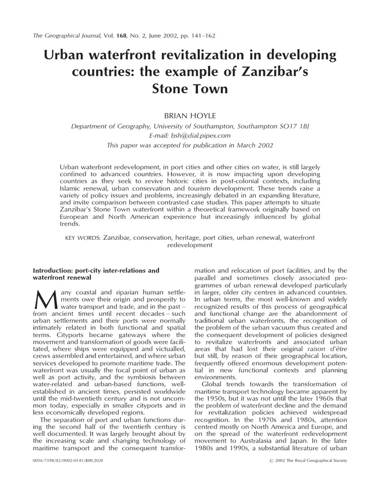 Geographical Journal - 2002 - Hoyle - Urban Waterfront Revitalization ...