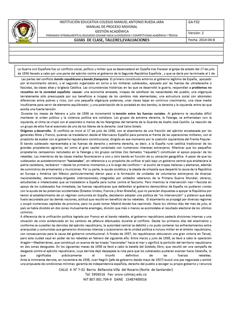 Análisis de la Guerra Civil Española | PDF | guerra civil Española ...